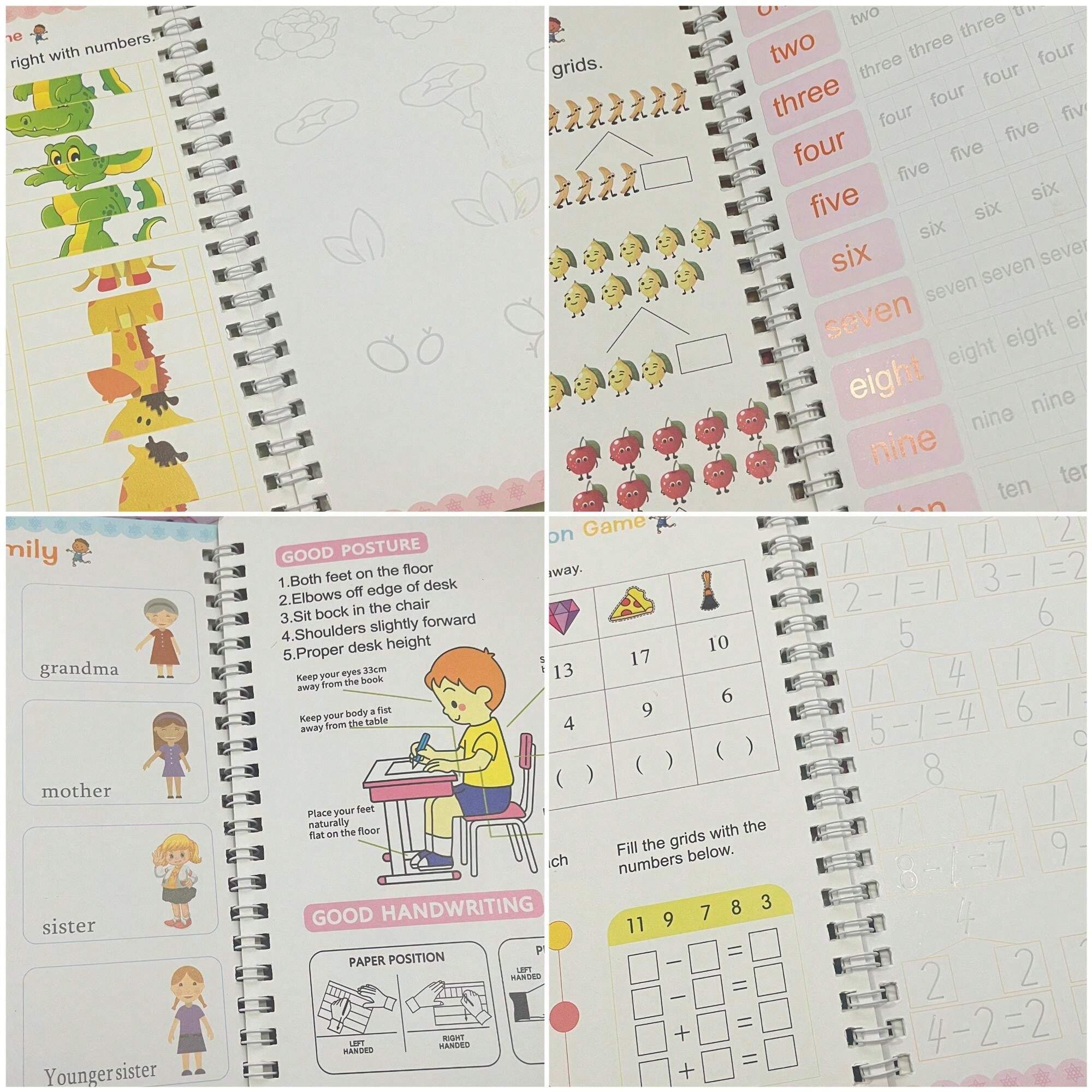 4pcs/Pack Reusable Handwriting Practice Copybook Magic Practice ...