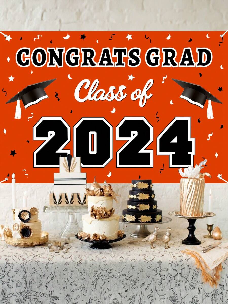 1Pc 39*59 Inch "Congrats Grad Class Of 2024" Vinyl Banner, Graduation ...