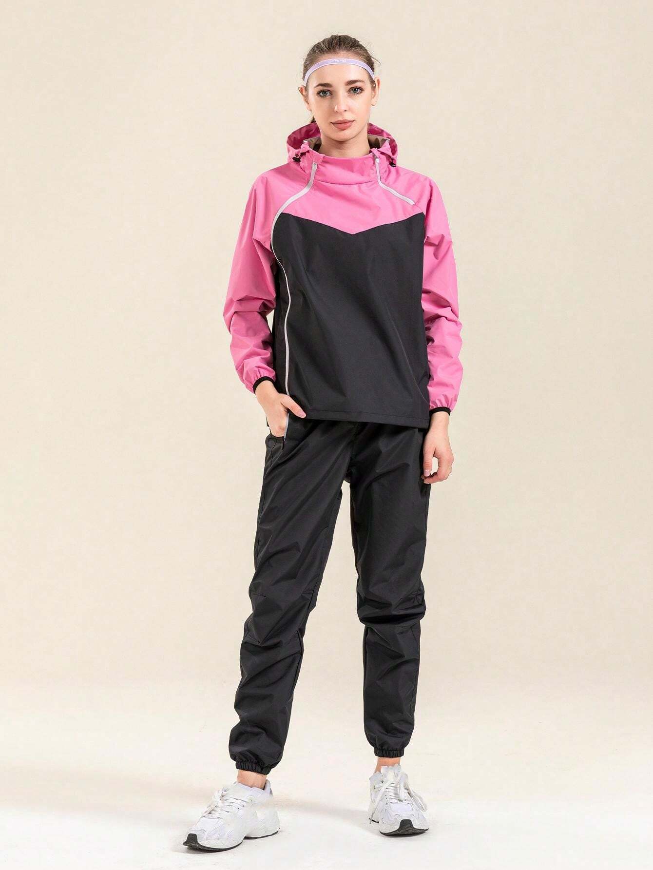 Color-Block Athletic Set For Sweating And Body Weight Reducing With Jump Rope, Running, Fitness ...