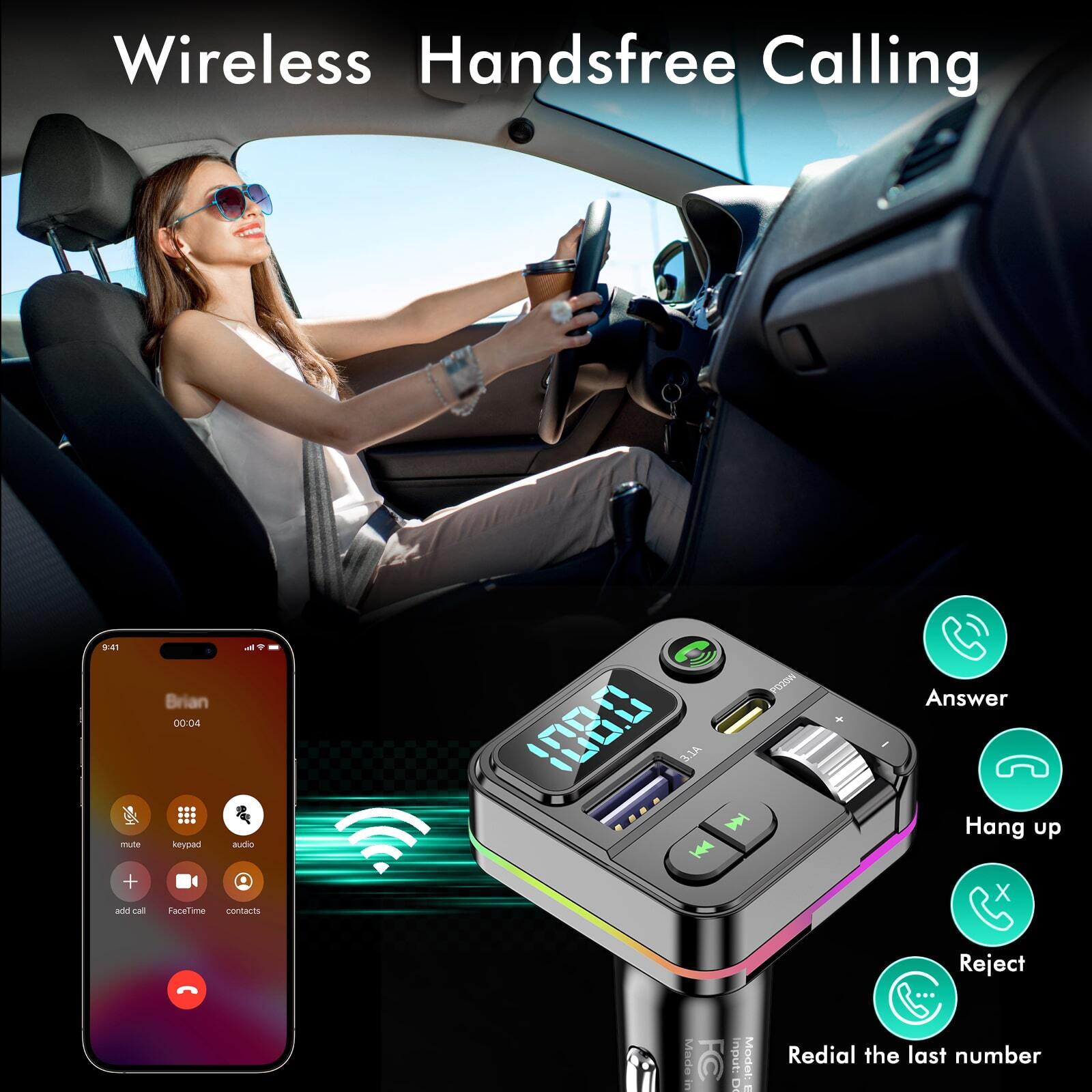Rotatable FM Transmitter Car Wireless Handsfree U Disk MP3 Player ...