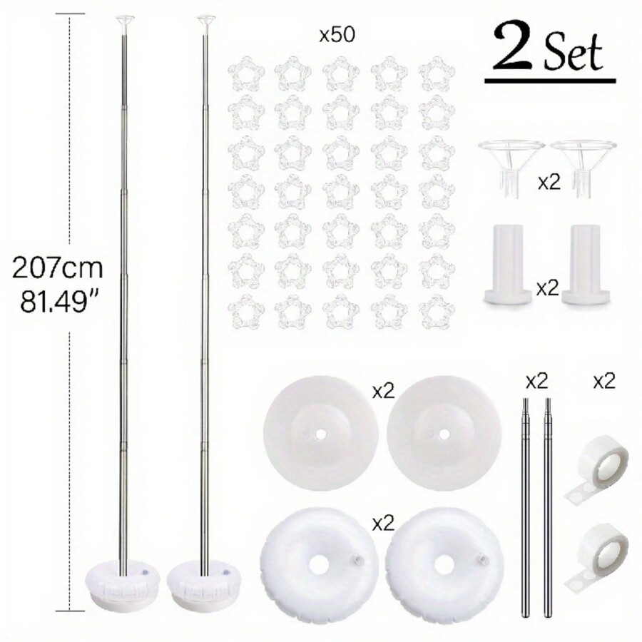 2 Sets, Balloon Stand ,Balloon Column Stand, Adjustable 7 Feet Balloon ...