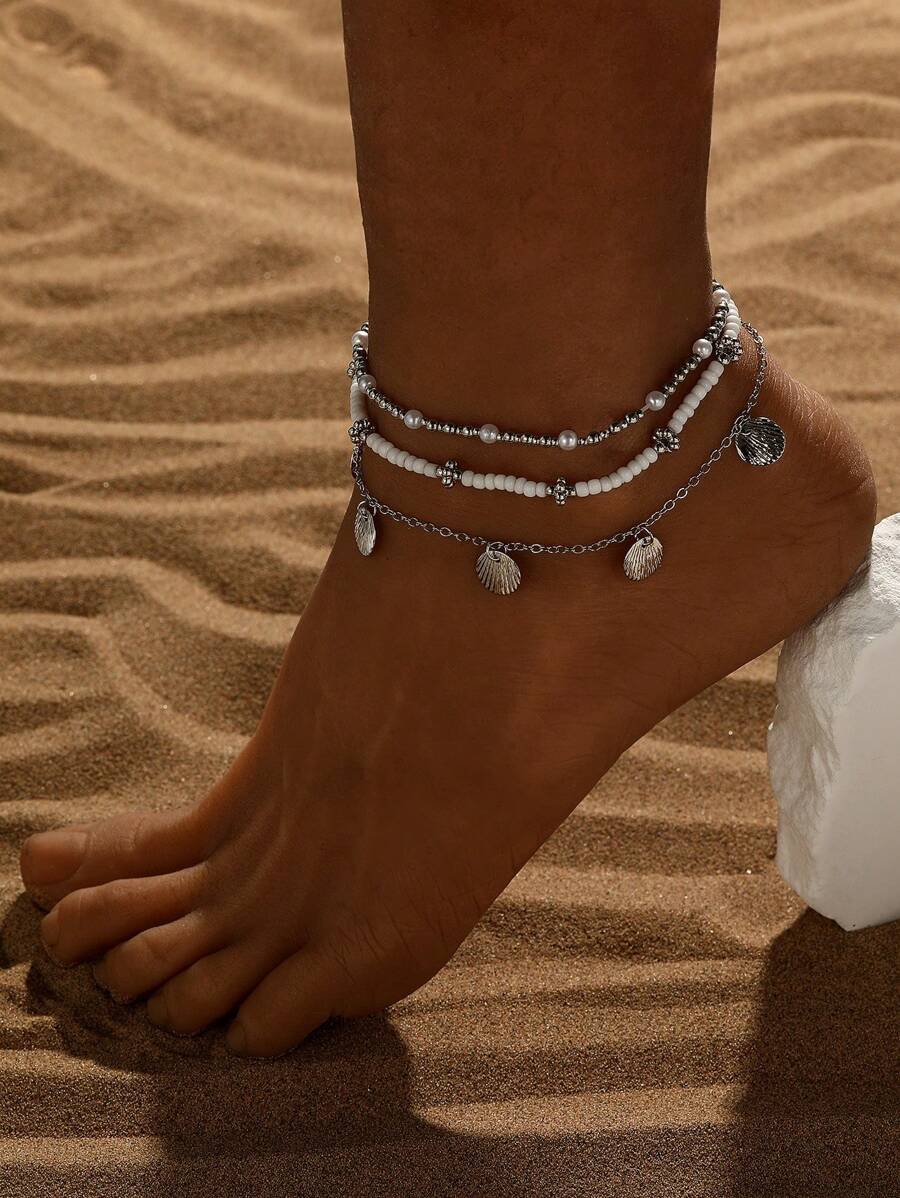 3pcs Round Charm Anklet | SHEIN UK