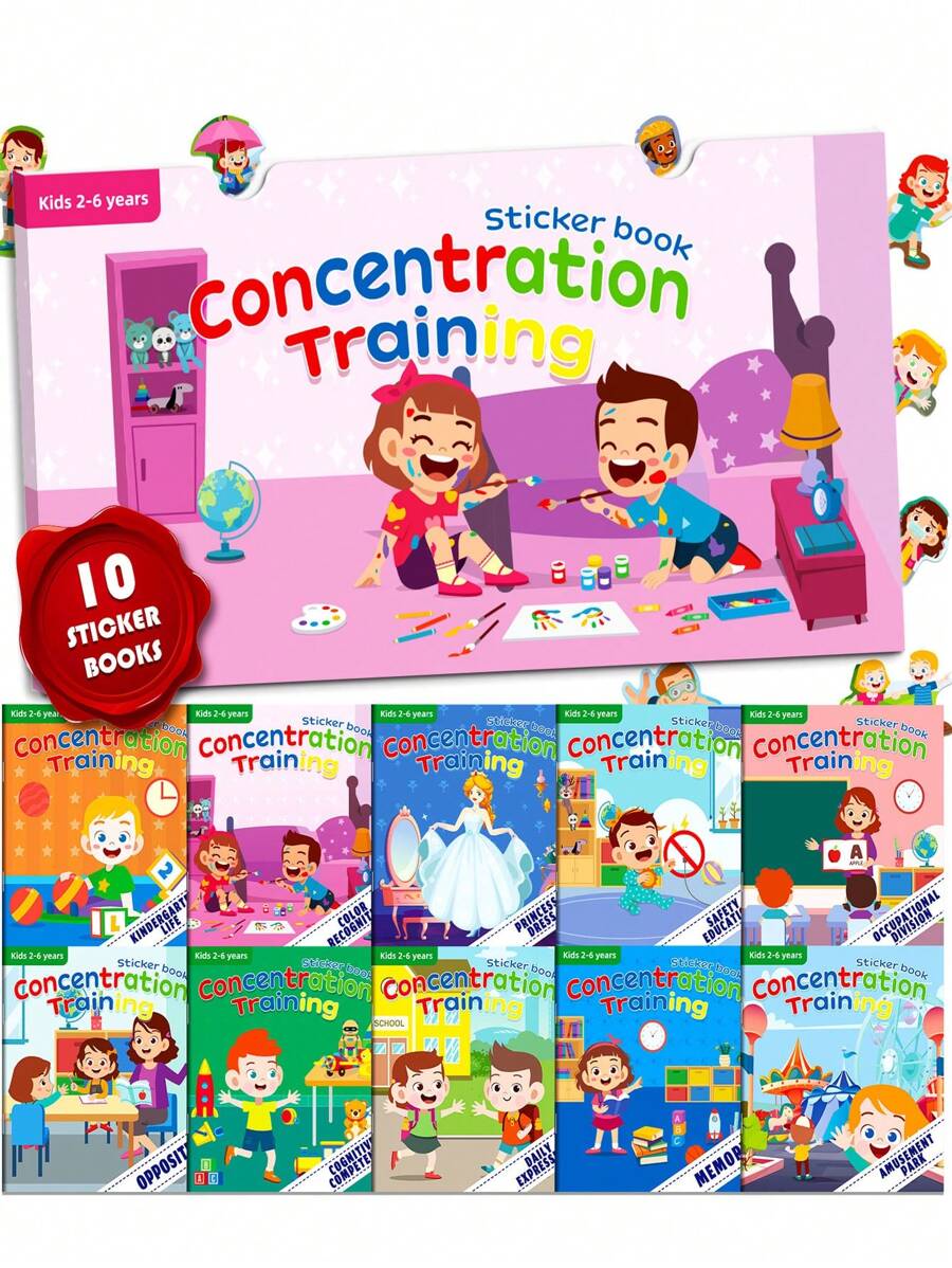 10 Books Children's Number Enlightenment Sticker Book With ...