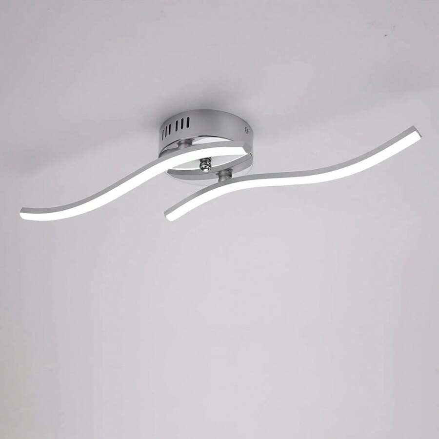 LED Ceiling Light, Pendant Light Wave Fixture, Integrated LEDs , Modern ...
