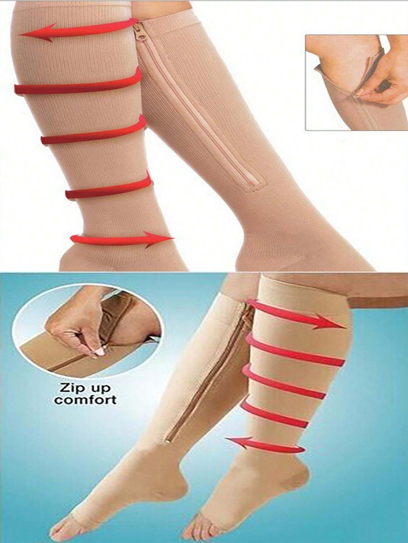 2PC Medium Compression Socks With Zipper Sports Shaping Socks ...