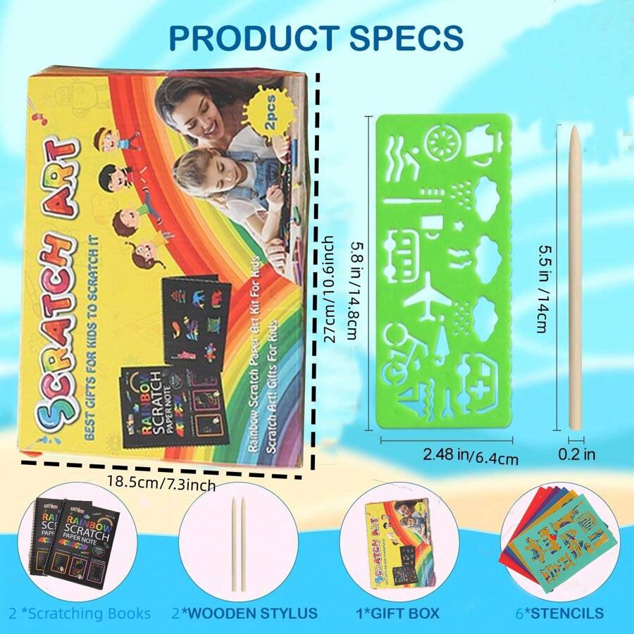 Rainbow Scratch Paper Sets: 9pcs Magic Art Craft Scratch Off Papers ...