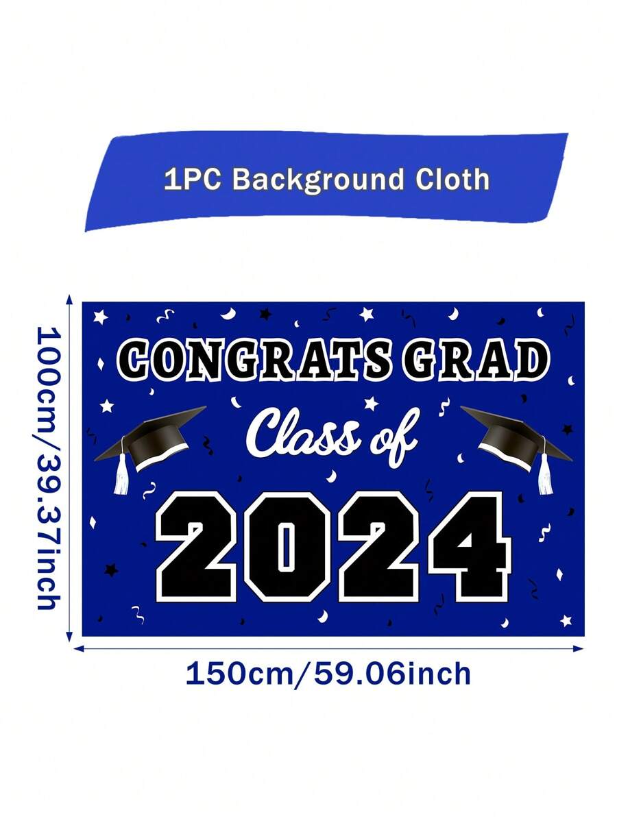 1pc 100*150cm Blue Graduation Theme Background Cloth Banner, Vinyl ...
