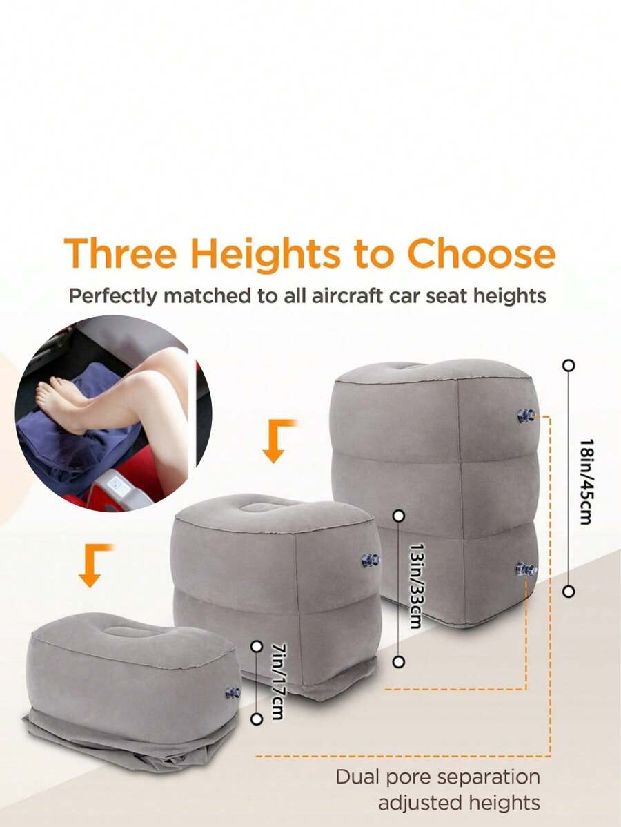 Inflatable Travel Footrest, Blow Up Adjustable Height Footrest Quick ...