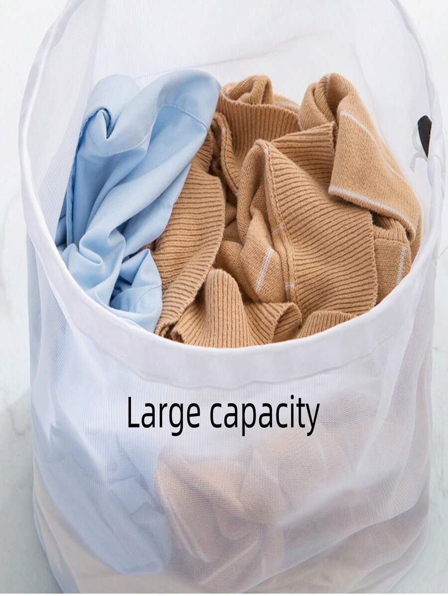 1pc Drawstring Mesh Laundry Bag With Thick And Thin Grids, Set Of 2 ...