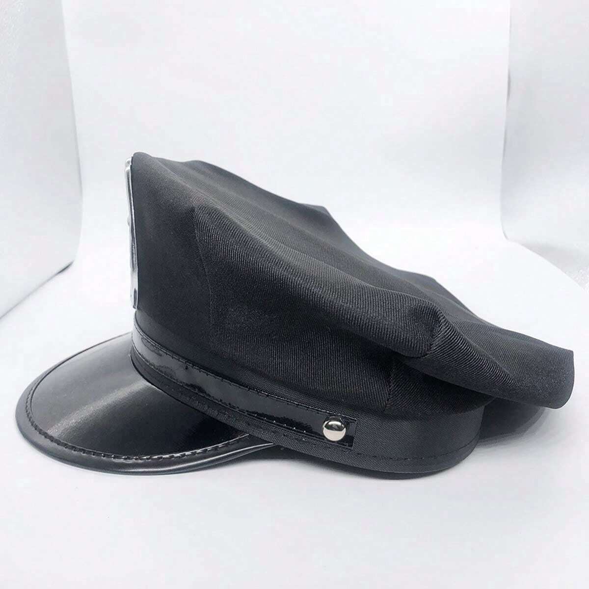 1-5 Pcs European And American Style Black Police Hat Adult Women Police ...