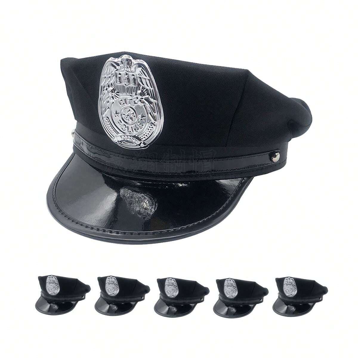 1-5 Pcs European And American Style Black Police Hat Adult Women Police ...