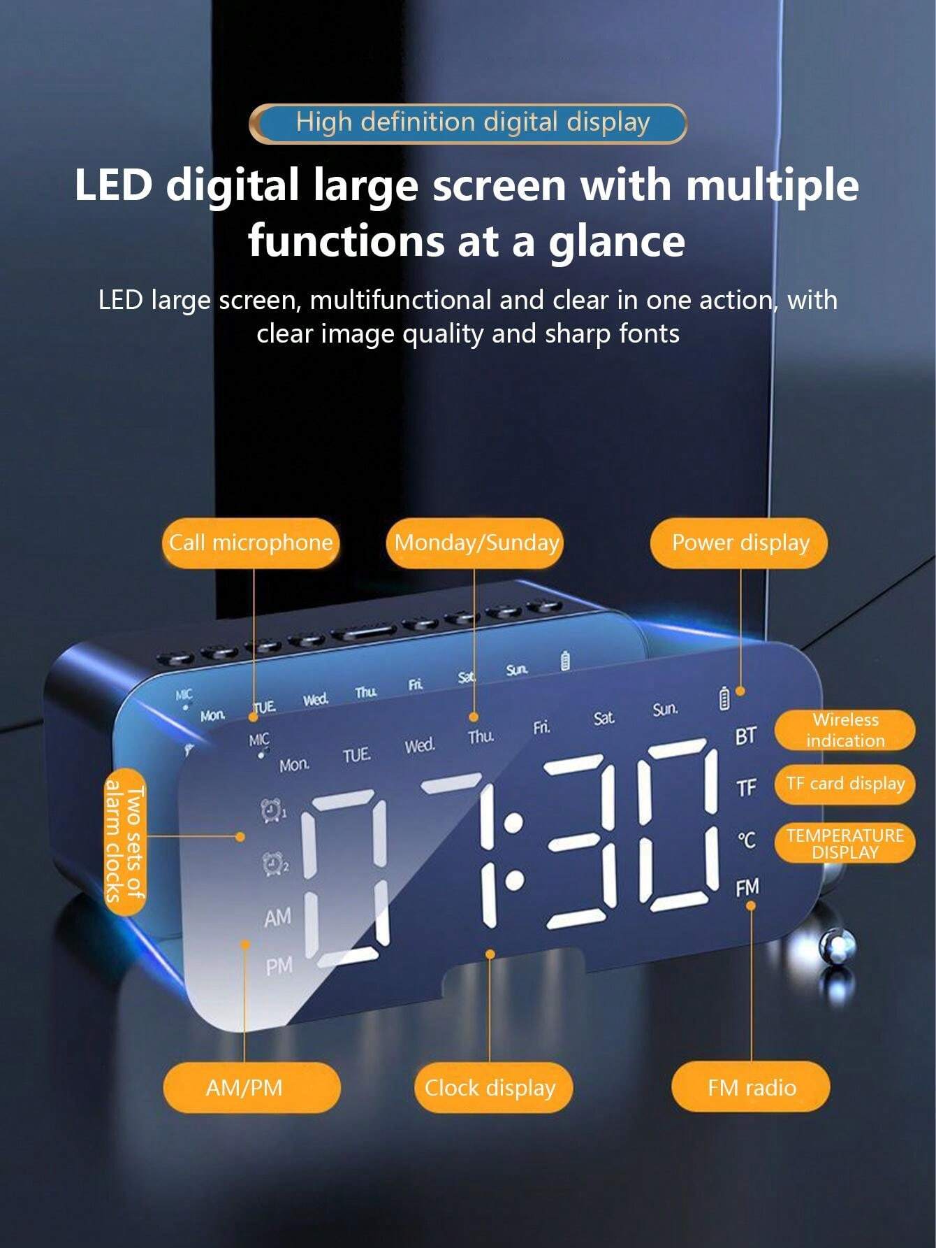 Ai Smart Alarm Clock Wireless Speaker, Multifunctional Low Bass ...