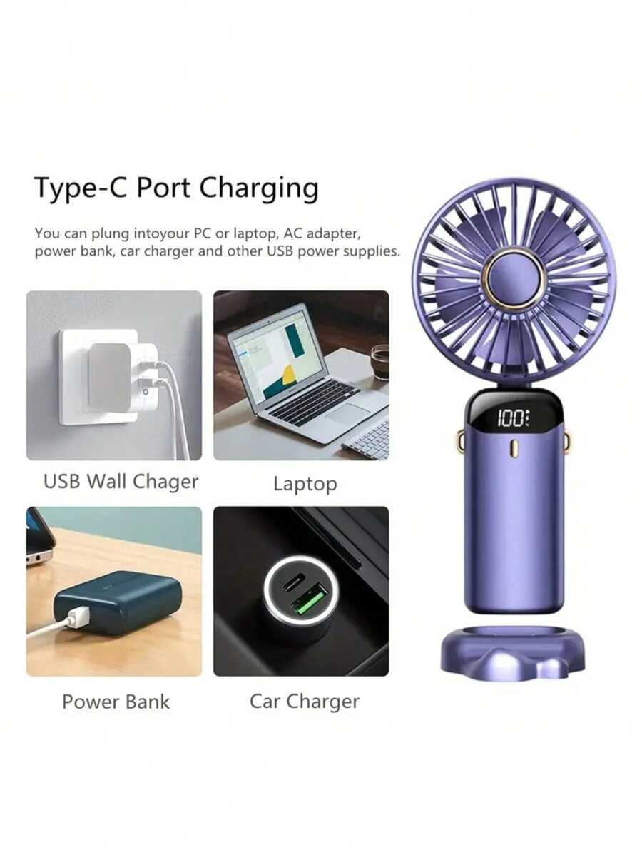 1, Handheld Portable Fan, Mini Personal Folding Hand Fan, USB Charging ...