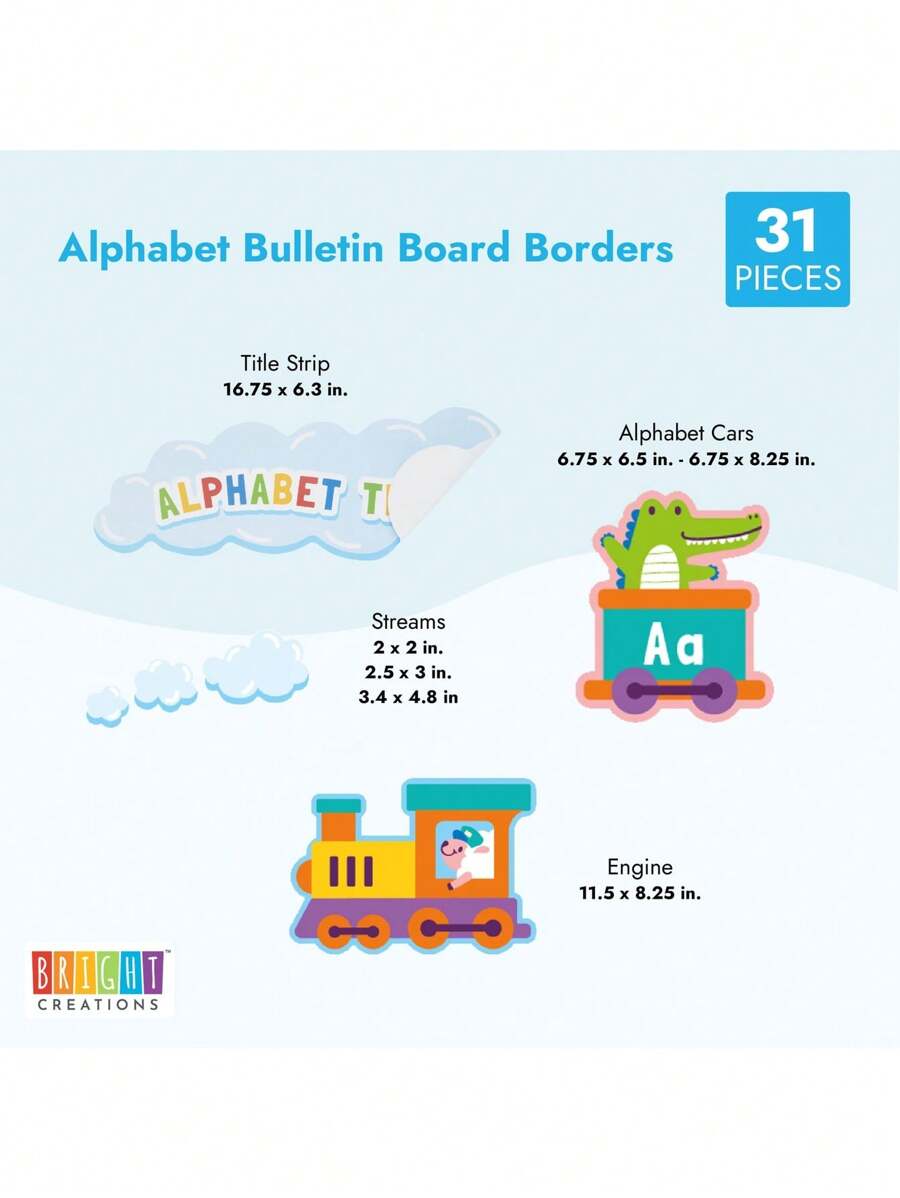 ABC Alphabet Train Bulletin Board Borders For Preschool Kindergarten ...