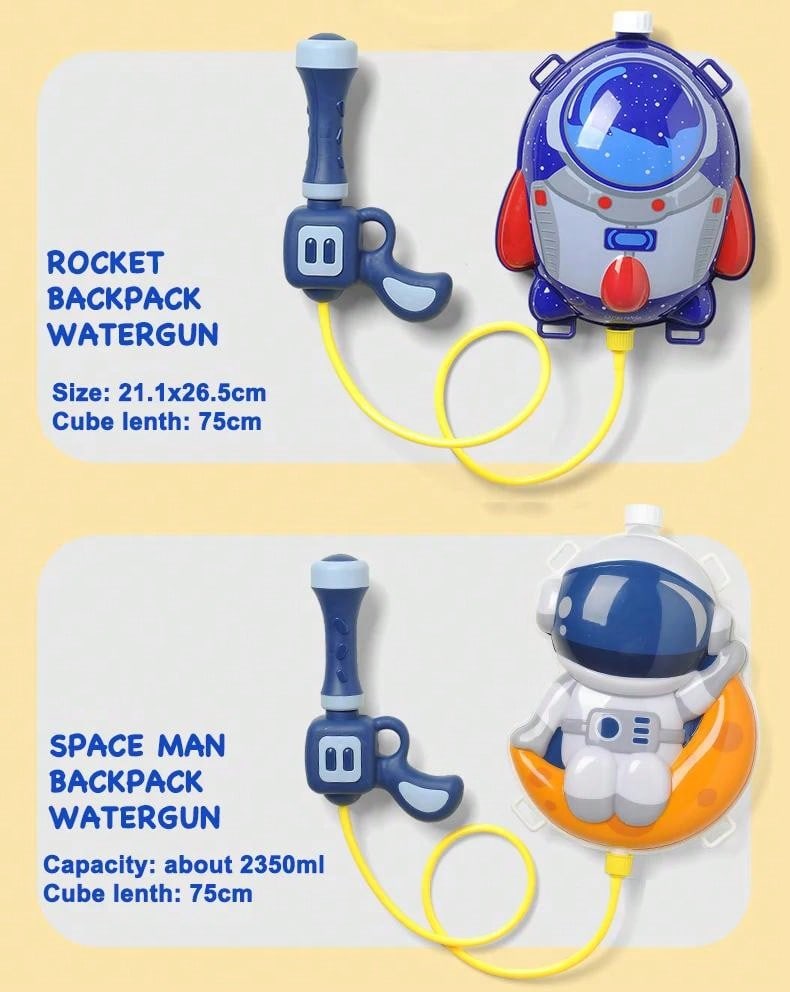 Summer Water Gun Beach Kids Toys Cartoon Rocket Backpack Outdoor Games ...
