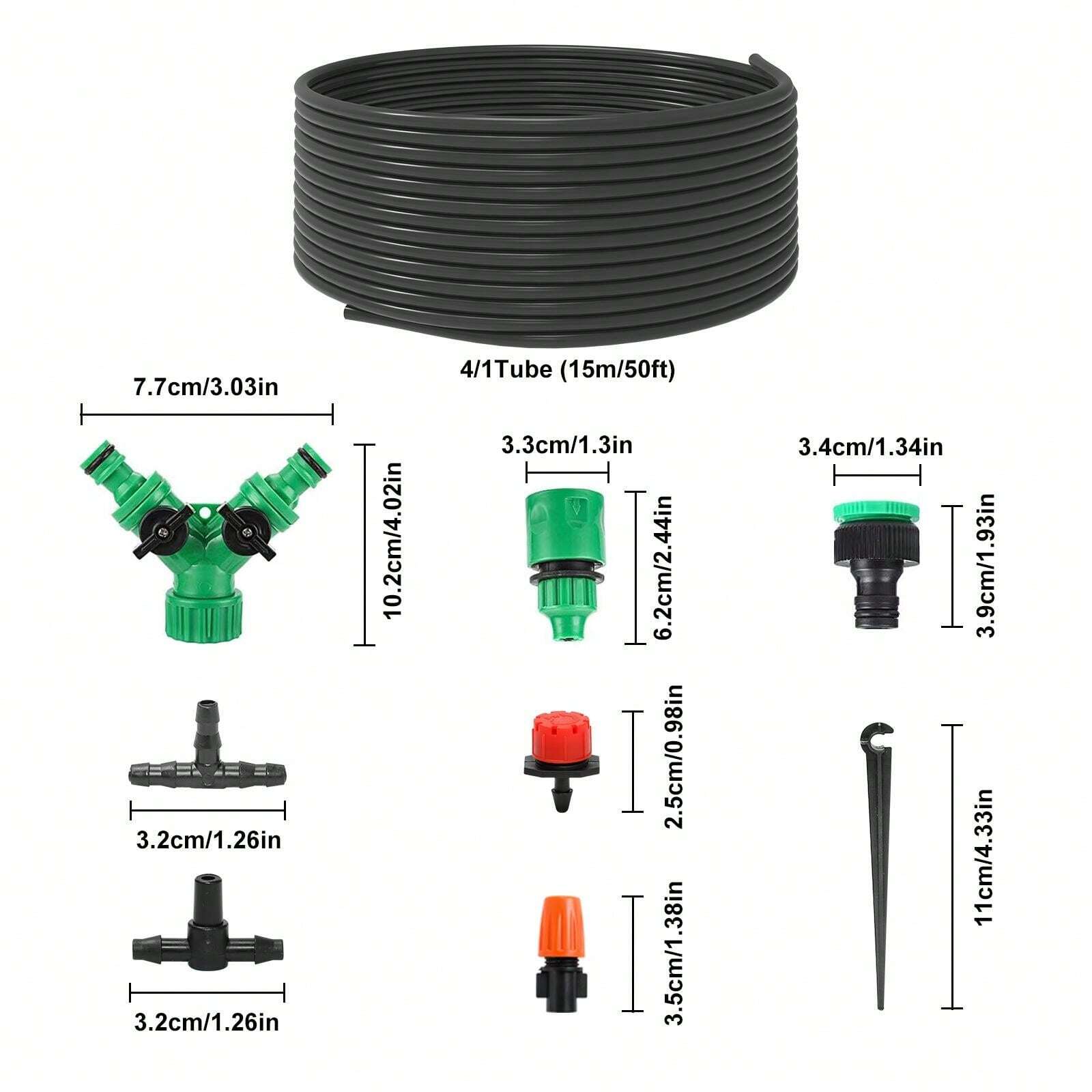 50FT Mist Irrigation Kits, 200Pcs Drip Irrigation System With 1/4 Inch ...