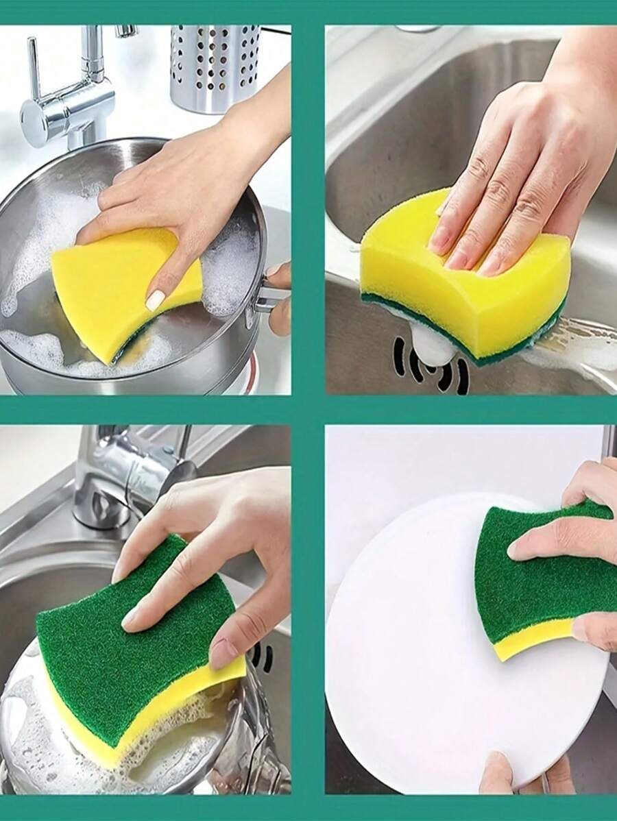 6 Or 12pcs Dishwashing Sponge Scrubber, Dual-Sided Kitchen Cleaning ...