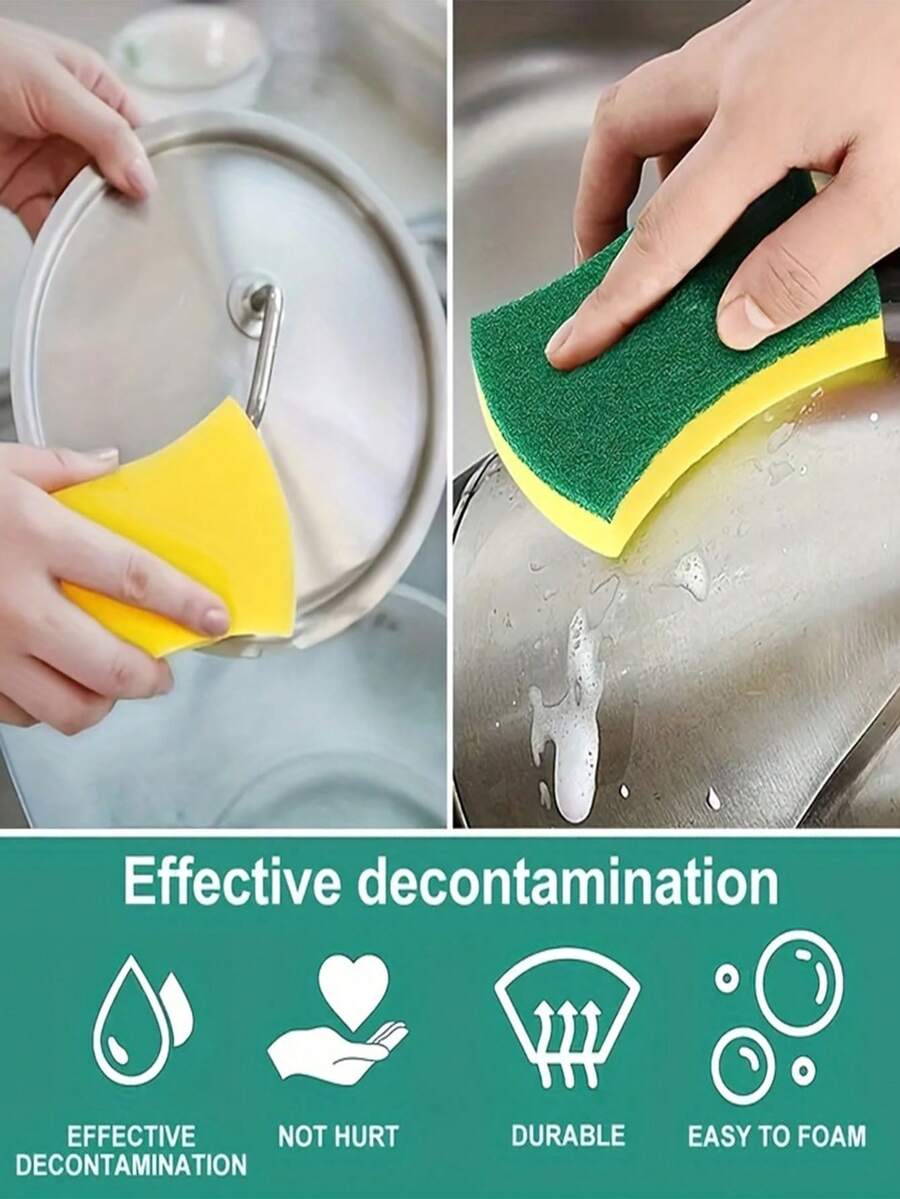 6 Or 12pcs Dishwashing Sponge Scrubber, Dual-Sided Kitchen Cleaning ...