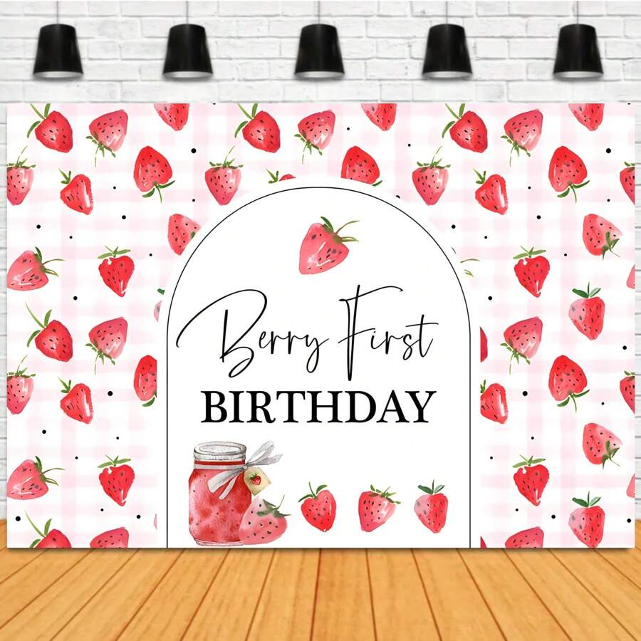 Strawberry 1st Birthday Backdrop For Our Berry Sweet Is Turning First ...
