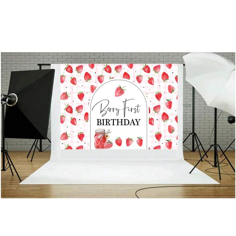 Strawberry 1st Birthday Backdrop For Our Berry Sweet Is Turning First ...