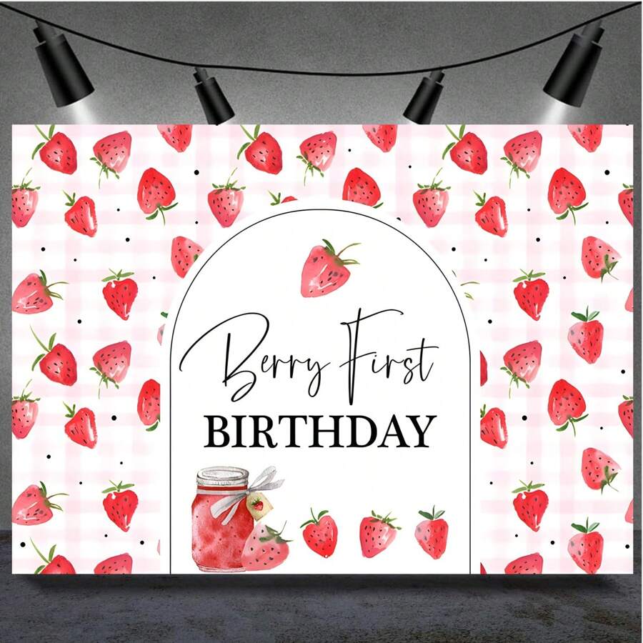 Strawberry 1st Birthday Backdrop For Our Berry Sweet Is Turning First ...