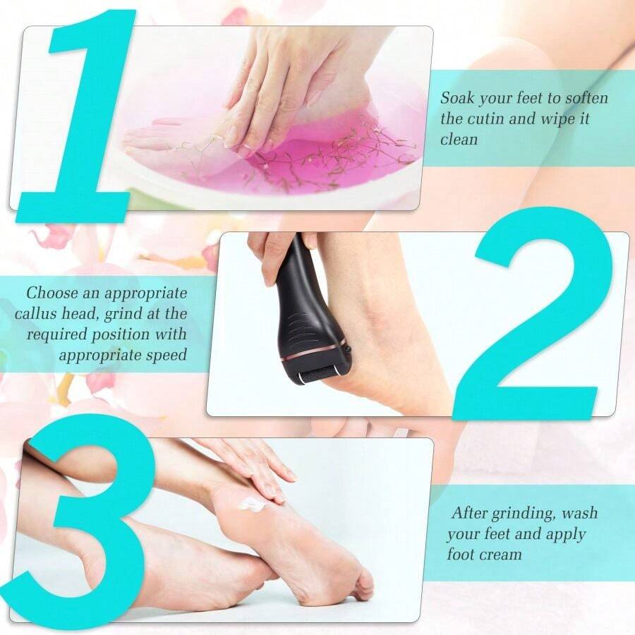 Electric Foot File & Callus Remover, 2 Speeds Electric Foot Scrubber ...