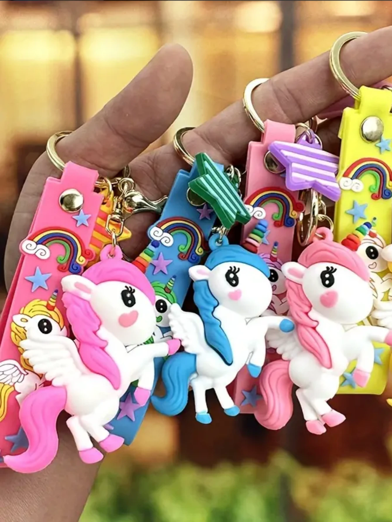 Three Color Cartoon Rainbow Horse Qilin Keychain Pendant, Bag Pendant ...