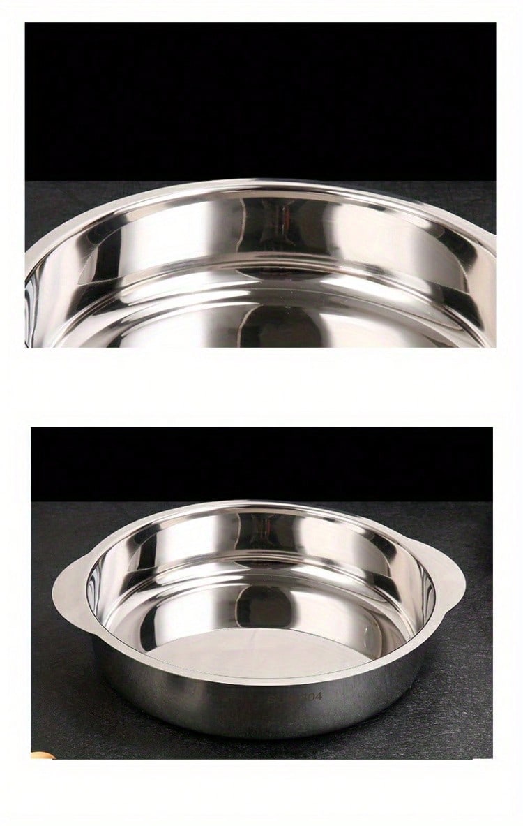 304 Stainless Steel Deep Plate Double Ear Seafood Plate, Flat Bottom ...