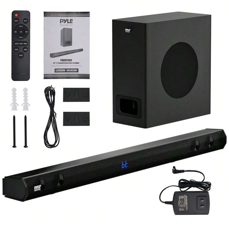NUTRICHEF Pyle 35'' 2.1 Channel Convertible Soundbar - Wireless Bluetooth Soundbar Speaker With ...