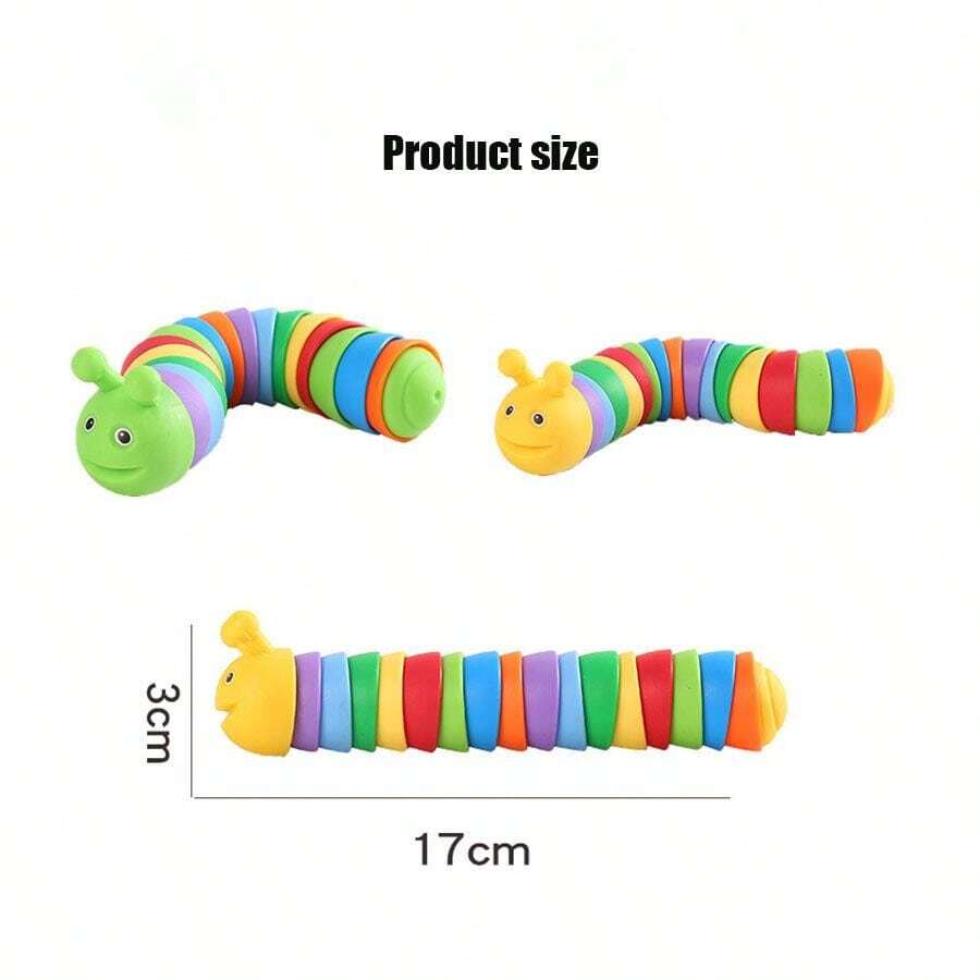 Multi-Color Caterpillar, Slug, Rainbow Worm Moving Squishy Toy, Stress ...