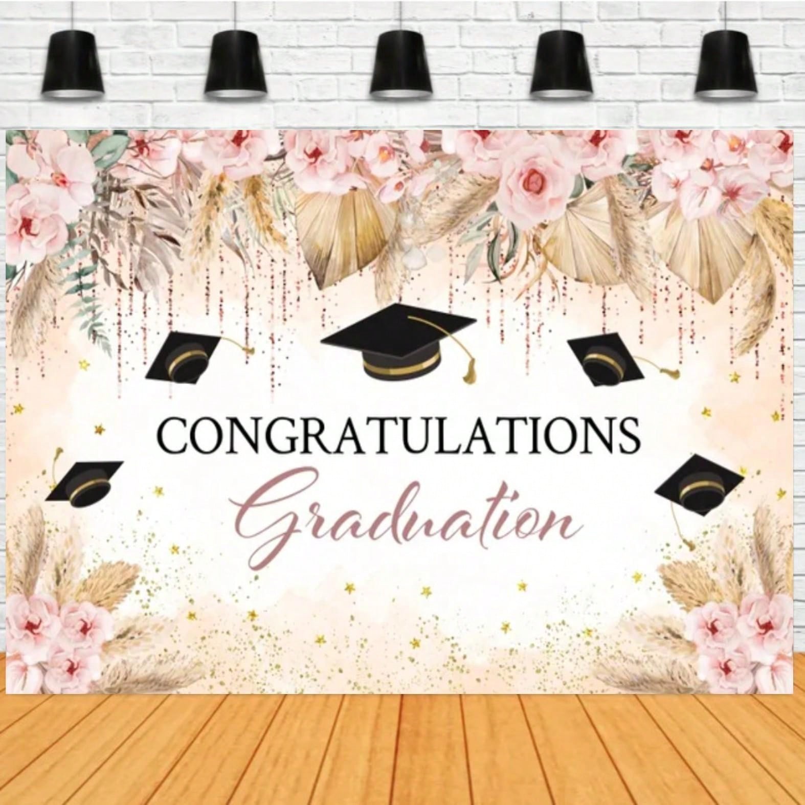 Graduation Theme Photography Backdrop Bohemian Flowers 2024 Graduates ...