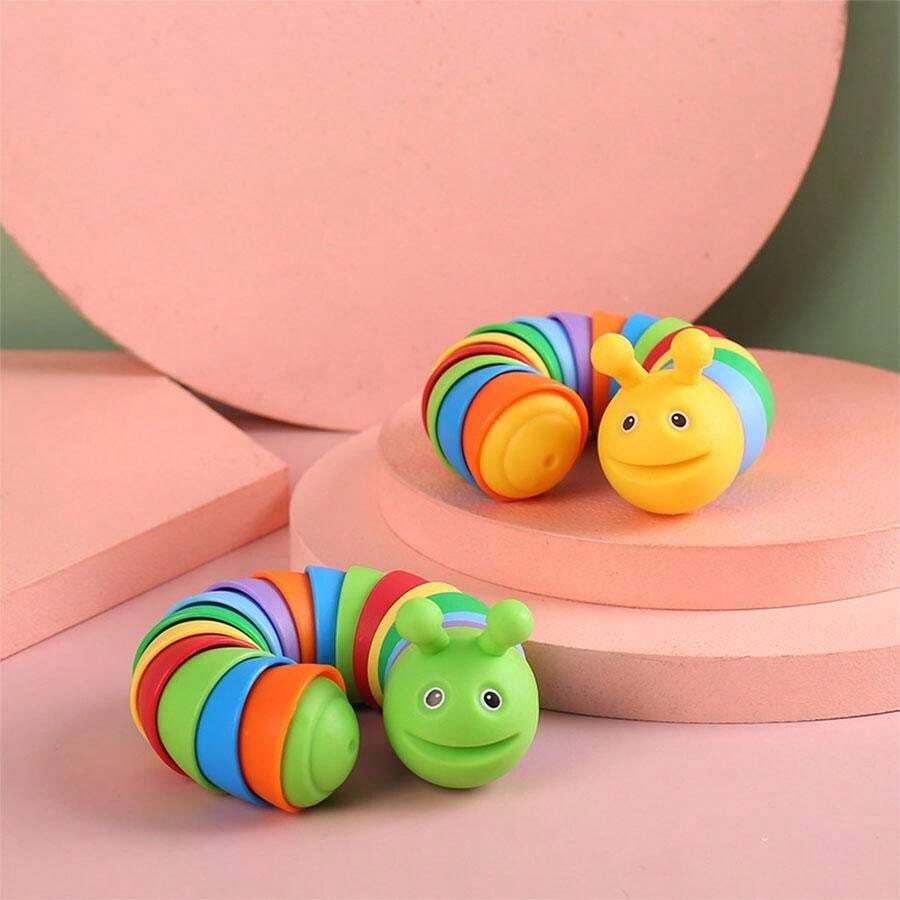 Multi-Color Caterpillar, Slug, Rainbow Worm Moving Squishy Toy, Stress ...