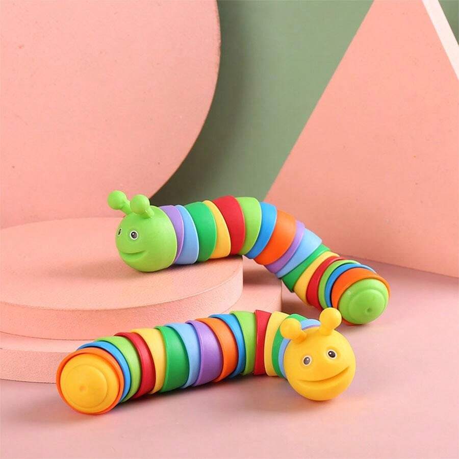 Multi-Color Caterpillar, Slug, Rainbow Worm Moving Squishy Toy, Stress ...