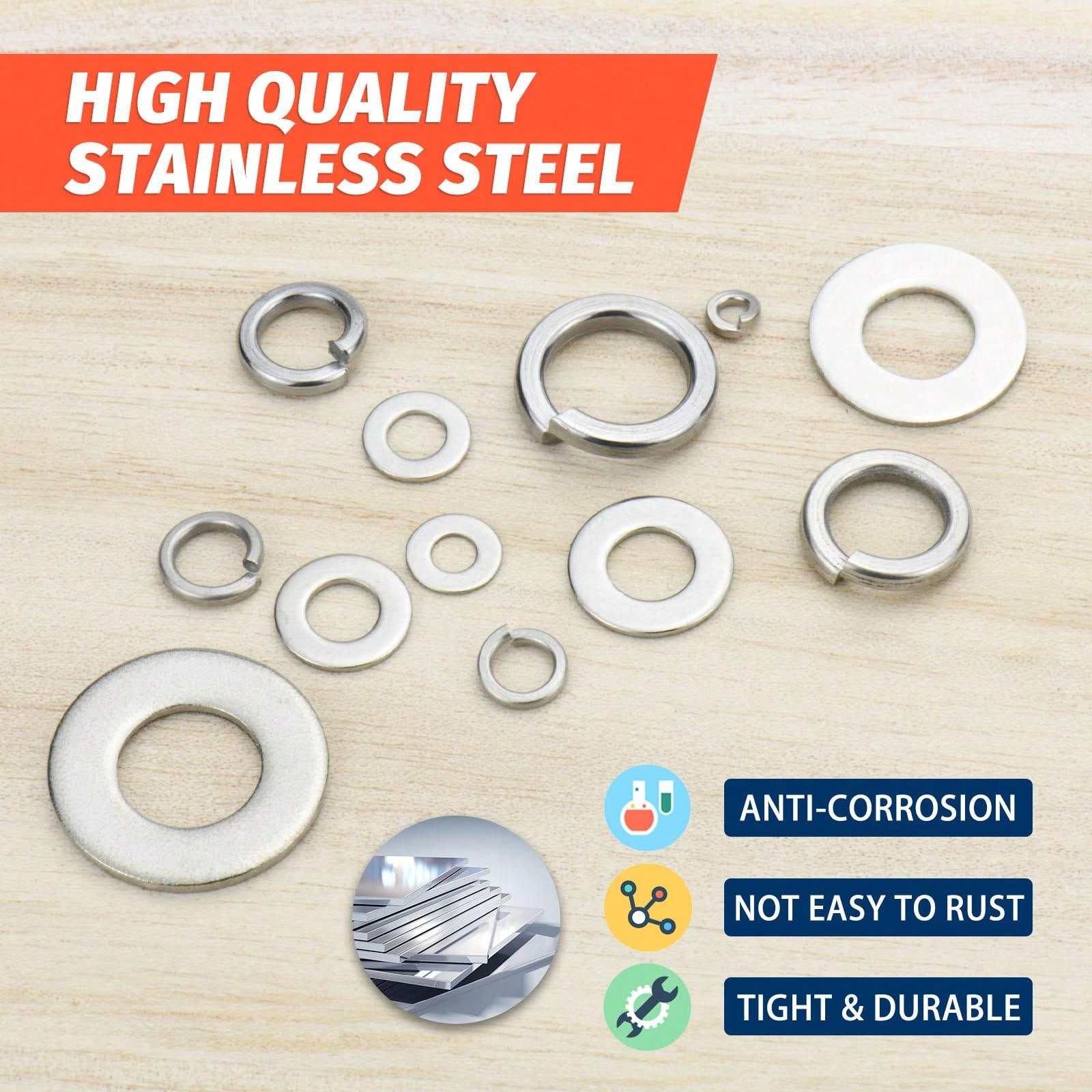 260pcs Lock And Flat Washer Assortment Kit, Stainless Steel M3 M4 M5 M6 ...