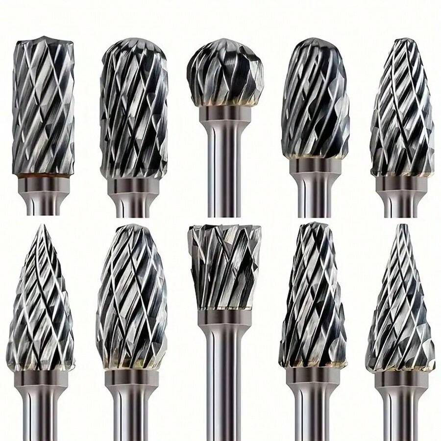 10pcs/Set Carbide Burr Set, Carbide Rotary File Grinding Head Double ...
