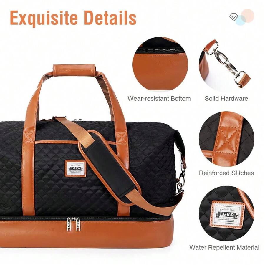 Lekesky Double Decker Holdall Bag Women Weekend Travel Overnight ...