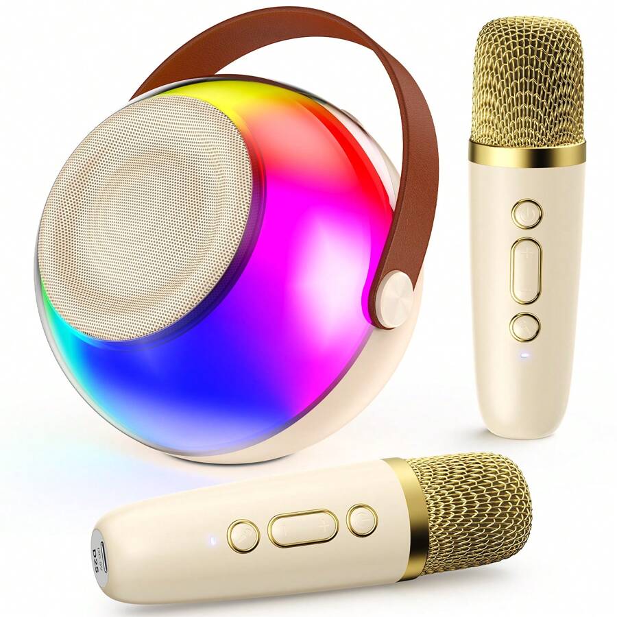 JAUYXIAN Mini Karaoke Machine, Portable Bluetooth Speaker For Kids & Adults With 2 Wireless ...