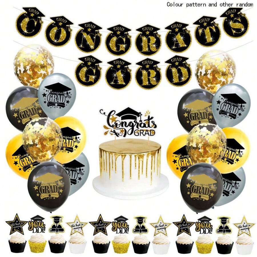 Graduation Decoration 2024, Black And Gold Graduation Party Decoration ...