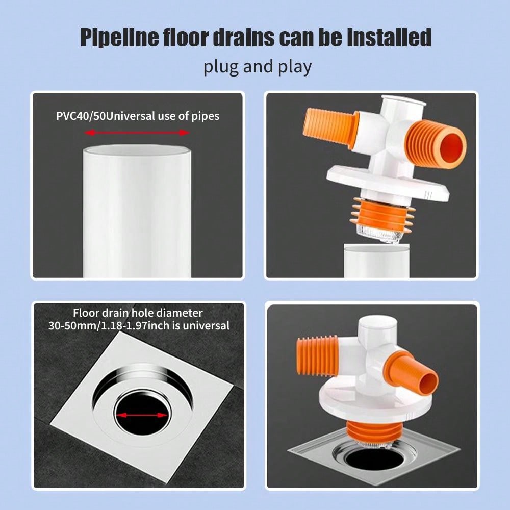 1 Set Of Drain Plugs For Sewer Pipes, Washing Machine Floor Drain Three ...