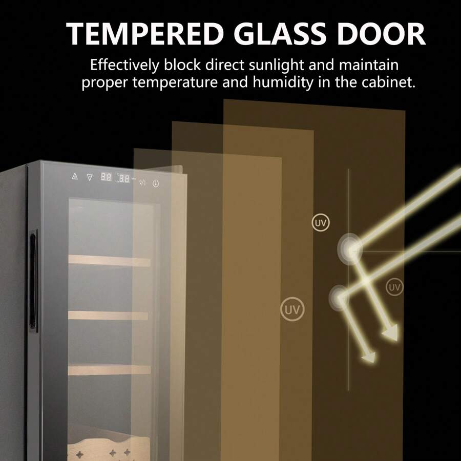 35L LED Lighted Cigar Humidor For 200 Cigars, Temperature Humidity ...