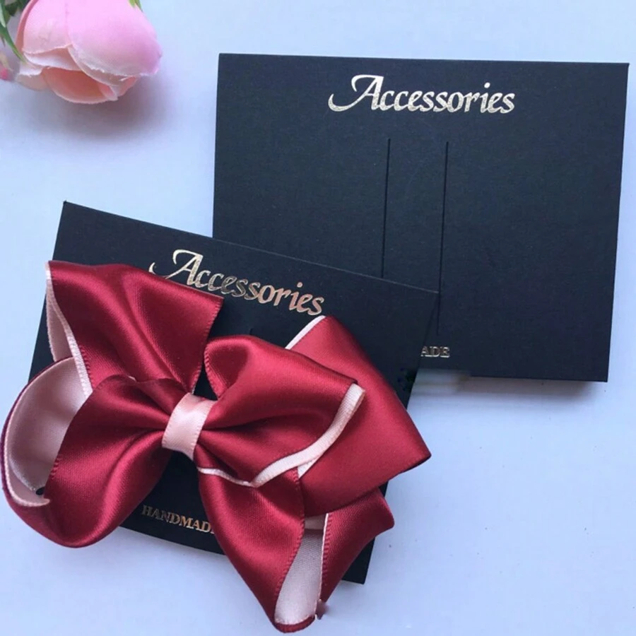50pcs Black Card Hair Clip Packaging Paper Card With Gold Foil, Paper ...
