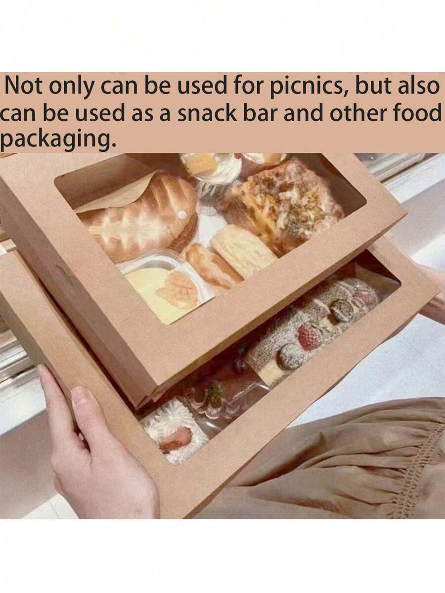 Kraft Paper Picnic Box, Disposable Lunch Box, Outdoor Fruit & Sushi ...