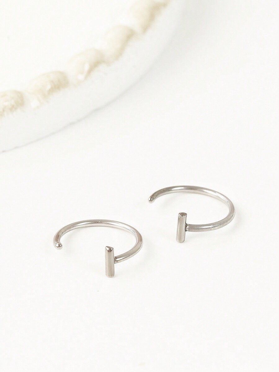 2pcs Punk Style Non Piercing Lip Rings In Silver, Fashionable And ...