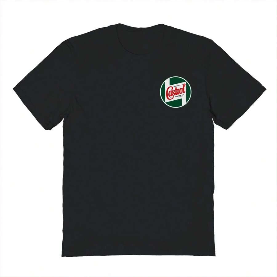 Castrol Castrol Circle Logo Graphic Black Unisex Cotton Short-Sleeve T ...