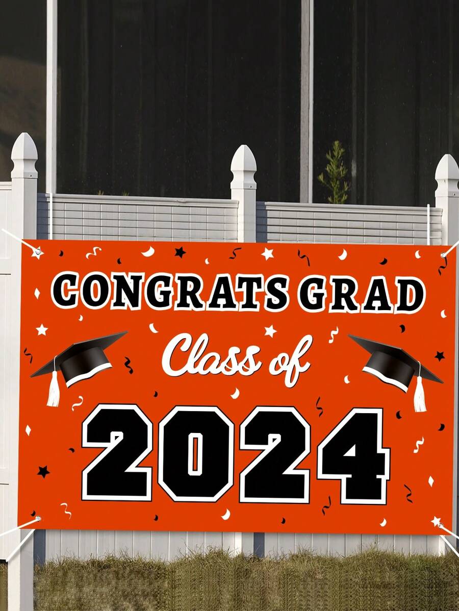 1Pc 39*59 Inch "Congrats Grad Class Of 2024" Vinyl Banner, Graduation ...