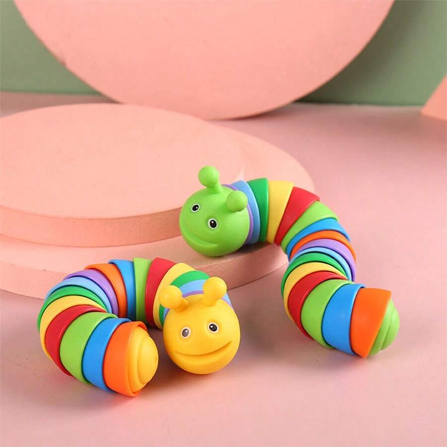 Multi-Color Caterpillar, Slug, Rainbow Worm Moving Squishy Toy, Stress ...