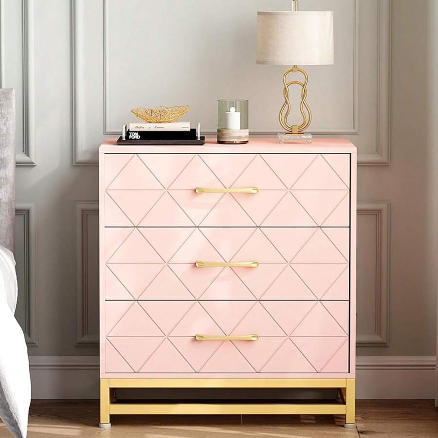 3-Drawer Modern Dresser With Wide Drawers, Metal Handles - Stylish Wood ...