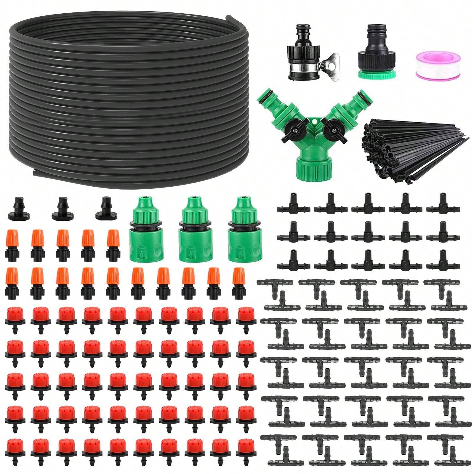 50FT Mist Irrigation Kits, 200Pcs Drip Irrigation System With 1/4 Inch ...