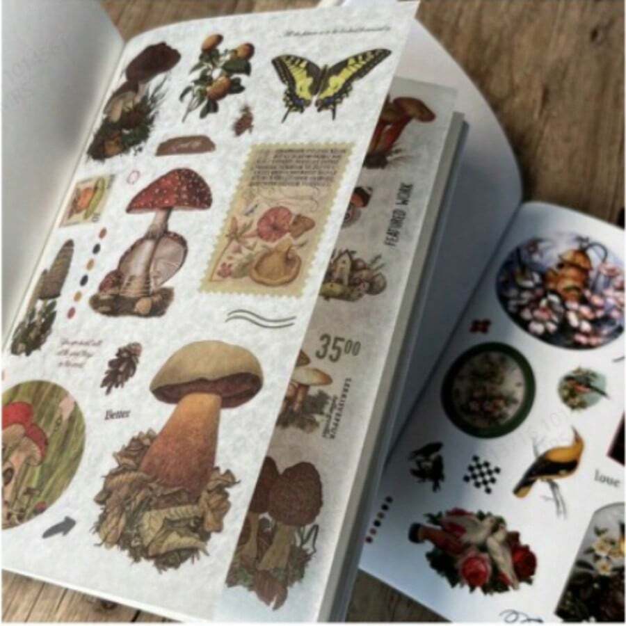 20 Sheets Vintage Sticker Book With Plants, Mushrooms And Farmhouse ...