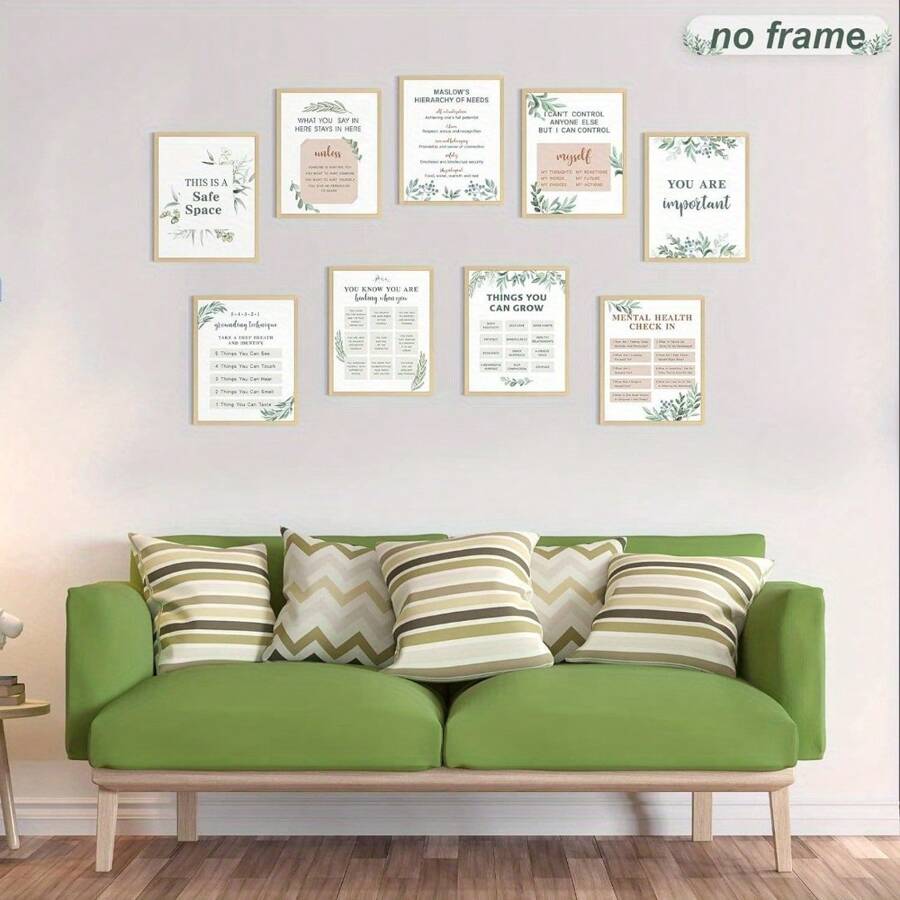 9 Pcs Mental Health Posters Anxiety Therapy Motivational Poster ...